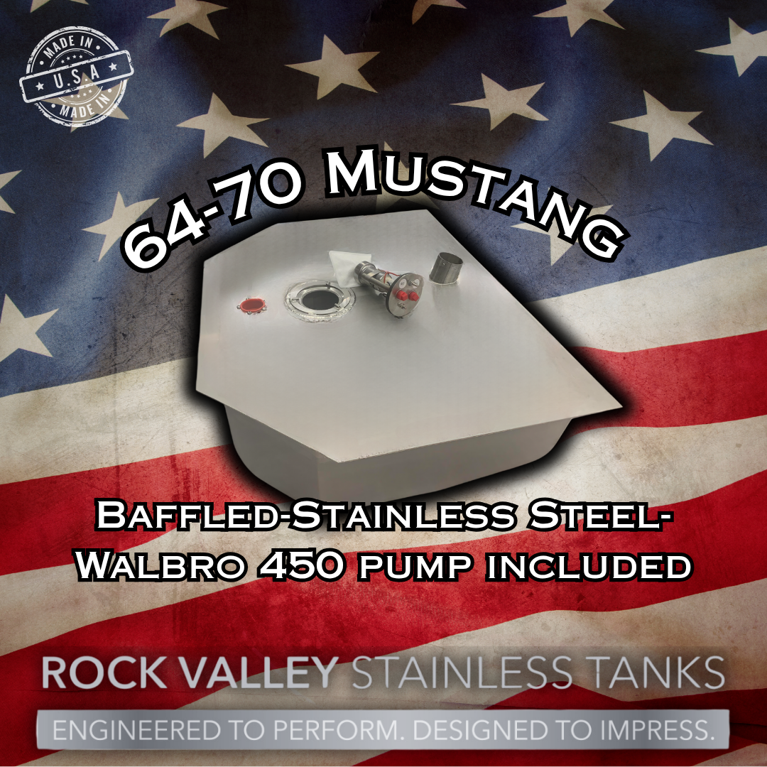 64-70 Mustang MiniTub/EFI Stainless Gas Tank – Rock Valley Stainless Tanks